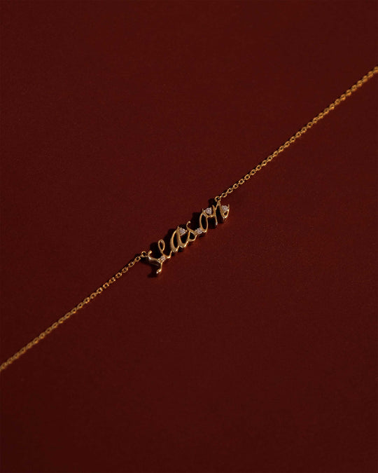 Cursive Personalsied Nameplate Necklace | 9K Solid Gold – YCL