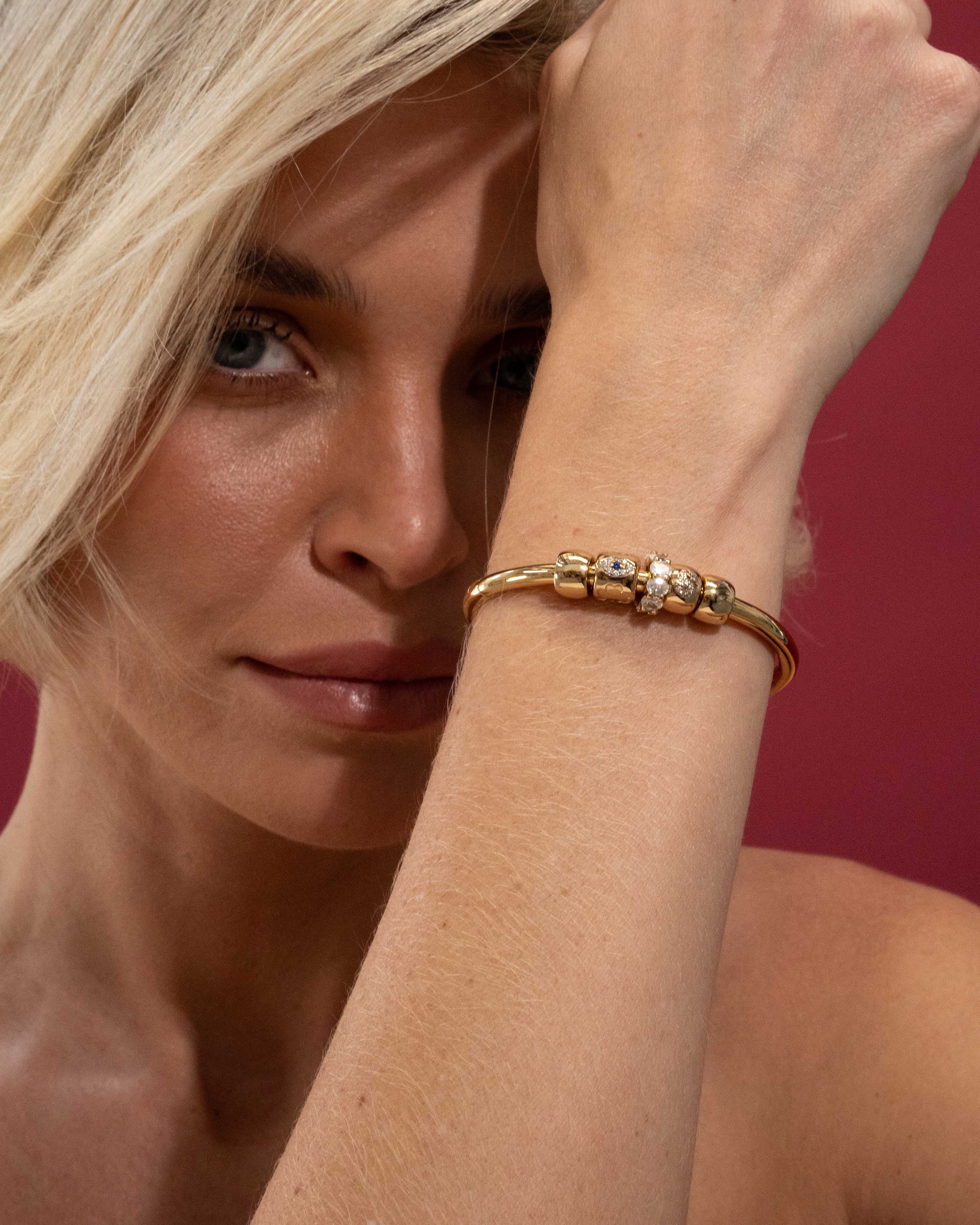 Gold Bead Hinge Bangle | CONNECT Collection – YCL