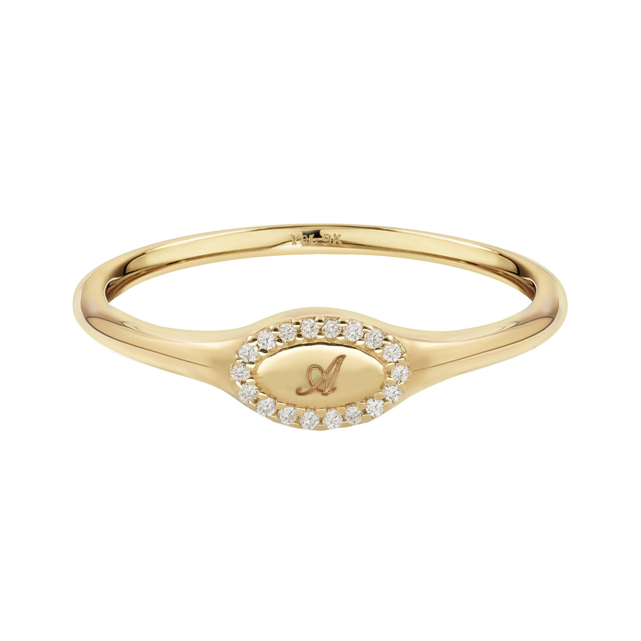 Pinky Initial Signet Ring in 9k Solid Gold | Engraved Gold Ring – YCL – YCL